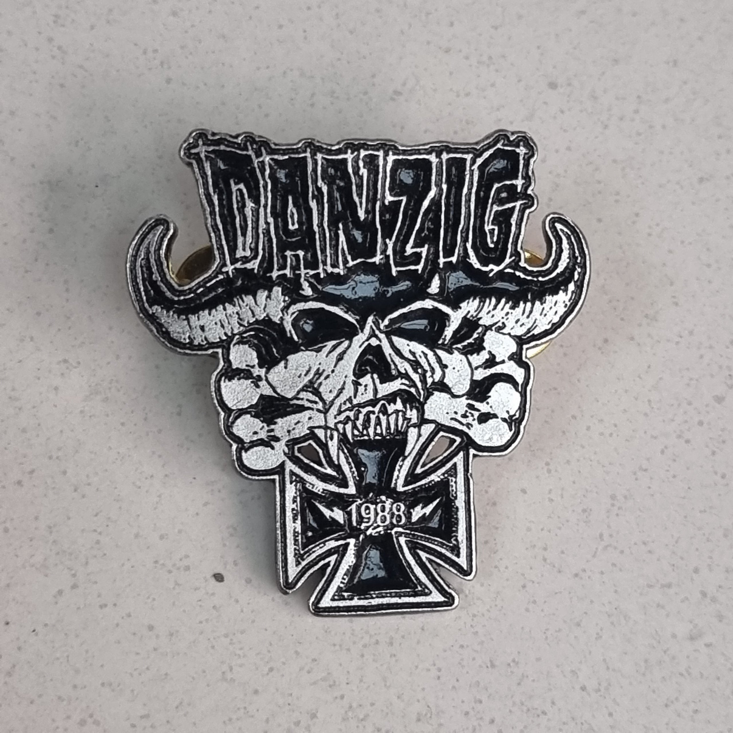 DANZIG Skull + Cross Enamel Pin | 783 label / distro / merch - TOO PUNK ...